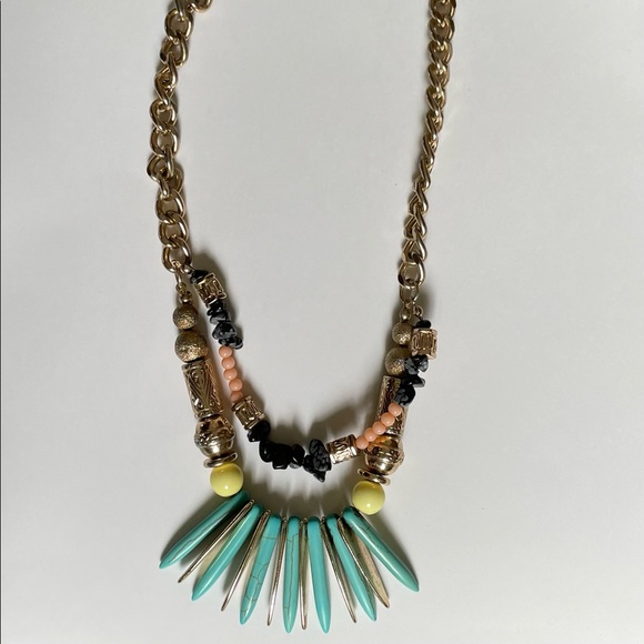 Jewelry | Thick Gold Chained Tribal Layered Beaded Necklace | Poshmark